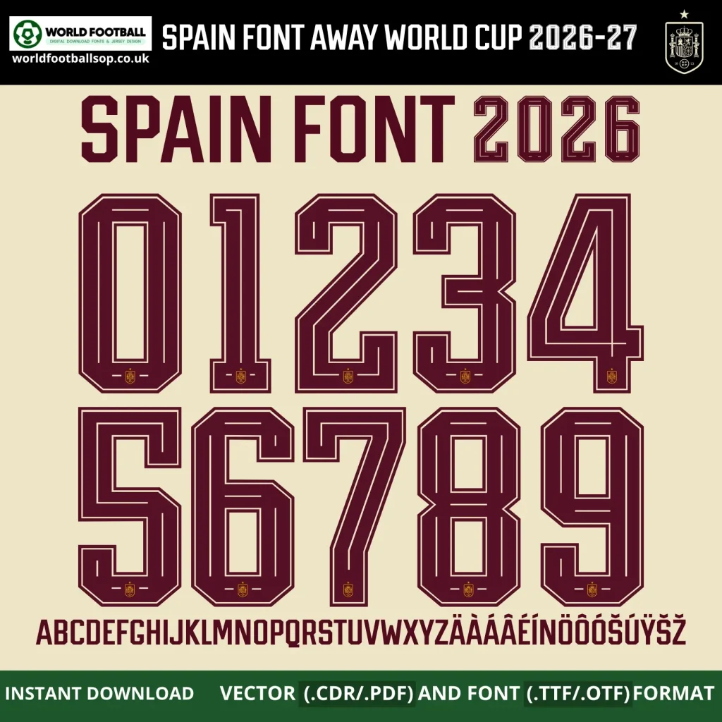 Spain Away World Cup 2026 Font | TTF, OTF & Vector Files - World Football