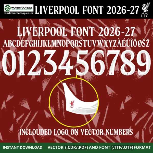 Liverpool Font UCL 2026-27 | TTF, OTF & Vector (CDR, PDF) - World Football